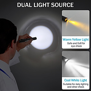 RISEMART Pen Light for Nurse, Rechargeable LED Medical Pen Light, Warm&White Light, Portable Medical PenLight with Pupil Gauge for Nurse, Doctor, First Aid, EMT, Nursing,Nursing Student Black
