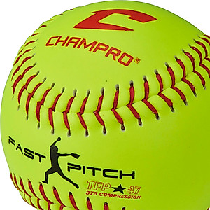 Champro 11” Unaffiliated Practice Fastpitch Softballs, Optic Yellow Leather Cover, Pack of 12