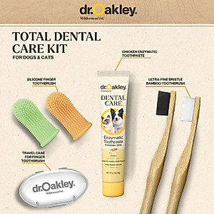 Dr. Oakley Total Dental Care Kit for Dogs & Cats: Chicken Flavor -Toothpaste, Brushes, and Case, Natural