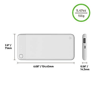 Belkin Boost Charge Power Bank 5K with Lightning Connector (MFi-Certified 5000 mAh Portable Charger for iPhone/iPad/AirPods), White