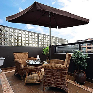 Yescom 10x6.5ft (2x3m) Rectangle Aluminum Outdoor Patio Umbrella with Valance Sunshade Crank Tilt Garden Dark Brown