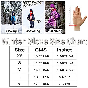 FINGER TEN Kids Winter Gloves Waterproof with Neck Warmer Boys Girls Touchscreen for Cold Weather Outdoor Sports (Black, Small)
