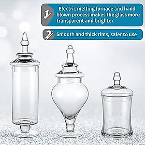 MDLUU Set of 3 Glass Apothecary Jars with Lids, Candy Buffet Serving Jars, Decorative Bathroom Canisters for Storage