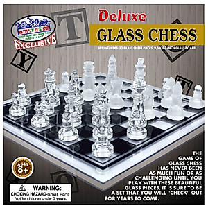 Matty's Toy Stop Deluxe Clear & Frosted Glass Chess Set (10") Small