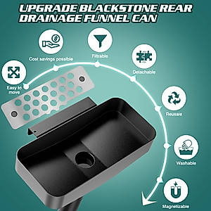 Upgraded Rear Grease Drainage Funnel for Blackstone Grease Catcher,Grease Bucket W/Lid,Innovative Blackstone Grease Trap with Separated Stainless Grease Gate,Blackstone Griddle Accessories