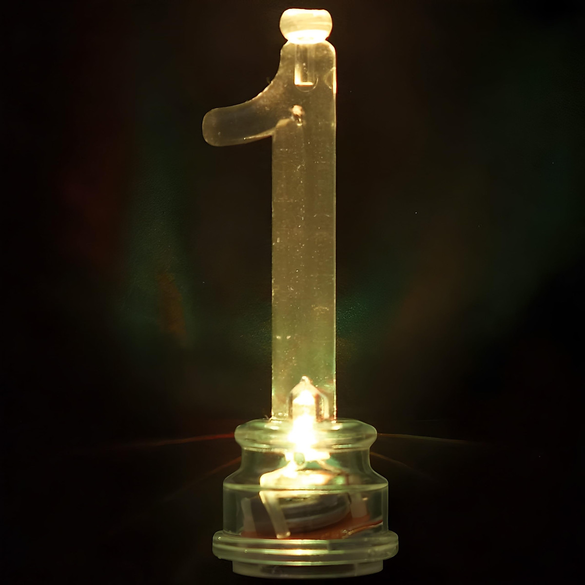 Blue Plastic Number 1 Flashing Candle Holder With Birthday Candle Set - 1 Set - Elegant, Eye-catching & Durable - Perfect Cake Topper For Birthday Celebrations