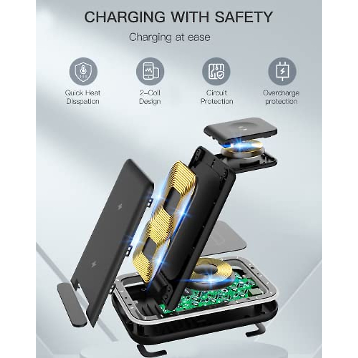 Wireless Charging Station for Multiple Devices Apple - TYCRALI 3 in 1 Wireless Charger Stand Foldable Designed for iPhone 14/13/12/11/Pro/X/XS/XR, AirPods 2/3, iWatch 7/6/5/SE/4/3/2