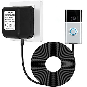 Doorbell Transformer, 24V 500MA Doorbell Power Adapter - Compatible with Ring, Wyze, Nest, Eufy, Arlo Wireless Video doorbell (with 26ft Cable Black)