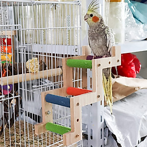 Bird Ladder Bridge, Wooden Parrot Hamster Climbing Ladder Toys, Bird Perch Stand, Bird Cage Accessories, Small Animals Climbing Toy for Parrot Hamster Rat Squirrel Sugar Gliders Parakeets Cockatiels