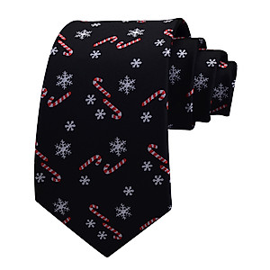 Branduce Black Christmas Ties for Men Snowflake Pattern Festival Theme Necktie Silk Woven Xmas Tie for Holiday Party (TA03-20)
