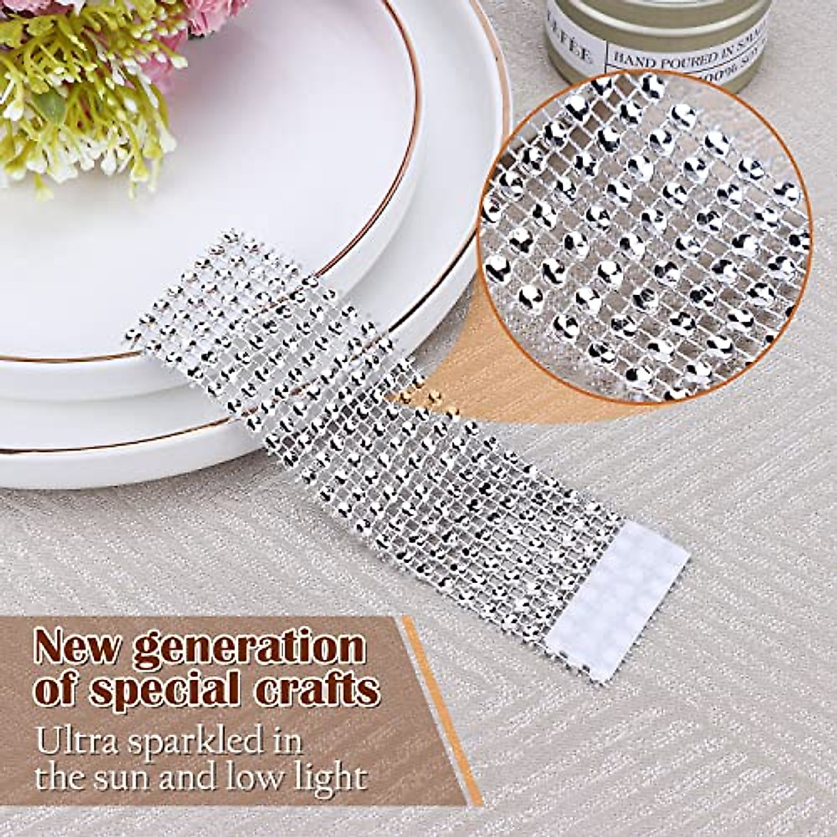 Eakor Mirilor 150pcs Napkin Rings, Bling Napkin Rings Buckles for Table Decorations, A silver
