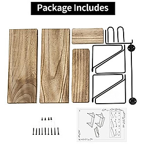 SUGMAR Floating Shelves Wall Mounted with Hair Dryer Holder, Decorative Storage Shelves with Towel Bar, Rustic Wood Storage Shelf for Bathroom, Kitchen, Bedroom, Office, Set of 3