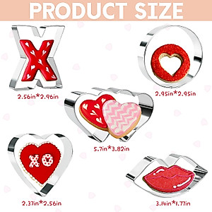 KAISHANE Valentine's Day Cookie Cutter Set-Lips, Double Heart, Heart, Letter X,Letter O-5 Pieces Wedding Valentine Day Fondant Pastry Baking Cookie Cutter Set.