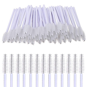 Elisel 100 PCS Disposable Eyelash Brushes Mascara Brushes Eye Lash Eyebrow Applicator Cosmetic Makeup Brush Tool Kits (White)