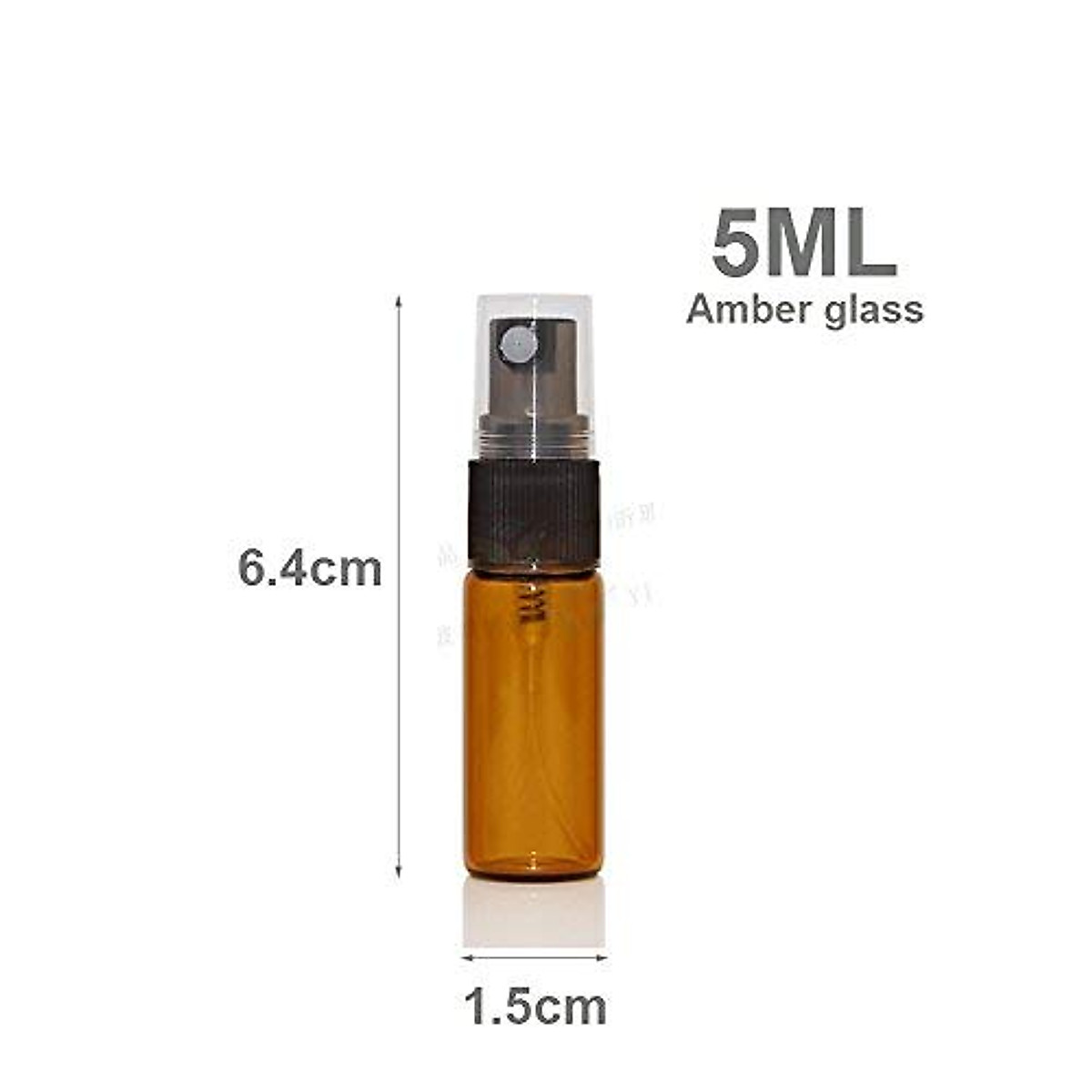 Elfenstall- 20pcs Amber 5ml 1/6oz Atomizer Vial Glass Bottle Spray Refillable Perfume Empty Fine Mist Sample Bottle Clean Cloth Free 3ML Pipette for Travel Party