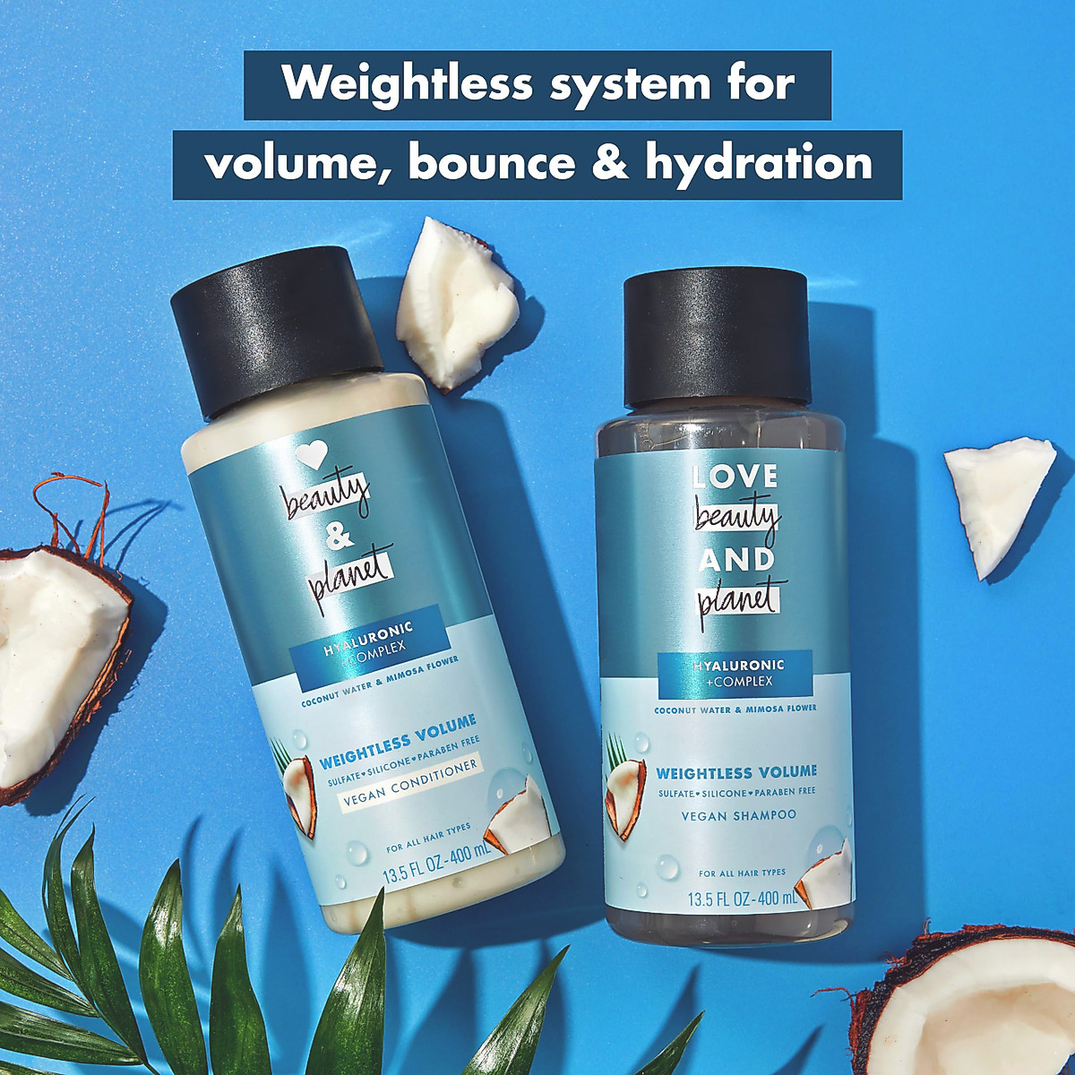 Love Beauty and Planet Weightless Volume Shampoo with Hylauronic acid Coconut Water & Mimosa Flower for Thin and Fine Hair 13.5 oz