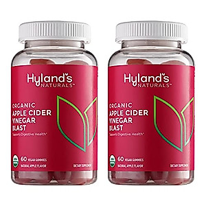 Organic Apple Cider Vinegar Gummy Vitamins, Digestive Health Support, 60 Vegan ACV Gummies (2 Pack) by Hyland's Naturals