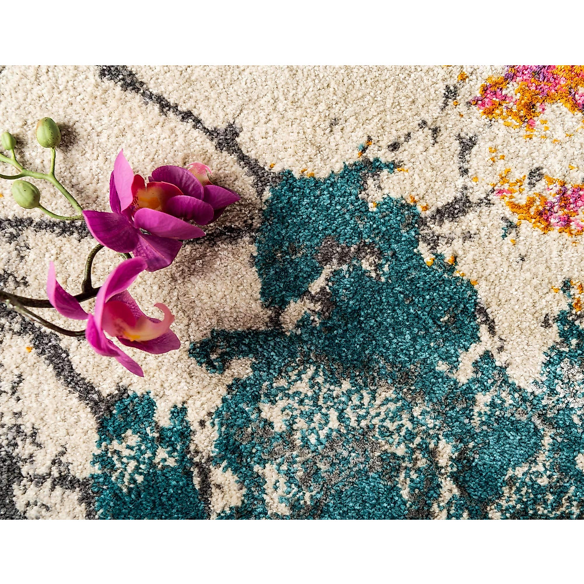 Unique Loom Aurora Collection Over-Dyed, Abstract, Botanical Southwestern, Transitional Area Rug, 2' 0" x 3' 0", Beige/Gray