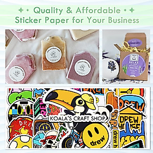 Koala Printable Vinyl Sticker Paper for Inkjet Printer 11x17 Inch - 10 Sheets Matte White Sticker Printer Paper, Waterproof Sticker Paper, Tear-Resistant, Removable