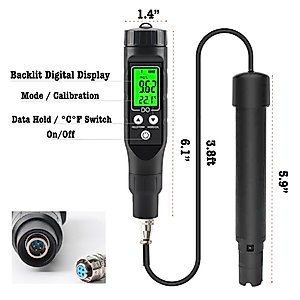 Generic Dissolved Oxygen Meter, Dissolved Oxygen Test Kit with Pen Shaped Polarographic Probe, Portable DO Tester for Aquarium Aquaculture Water Test, Bluetooth App Control, DO Range 0.0‑30.0mg/L