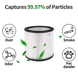 90304 Replacement HEPA Cartridge Filters with Lid, Compatible with Shop-Vac Shop Vac 90304, 90350, 90333, 903-04-00, 9030400, 90585 5 Gallon and Above Wet Dry Vacuum Cleaners, 2 Pack