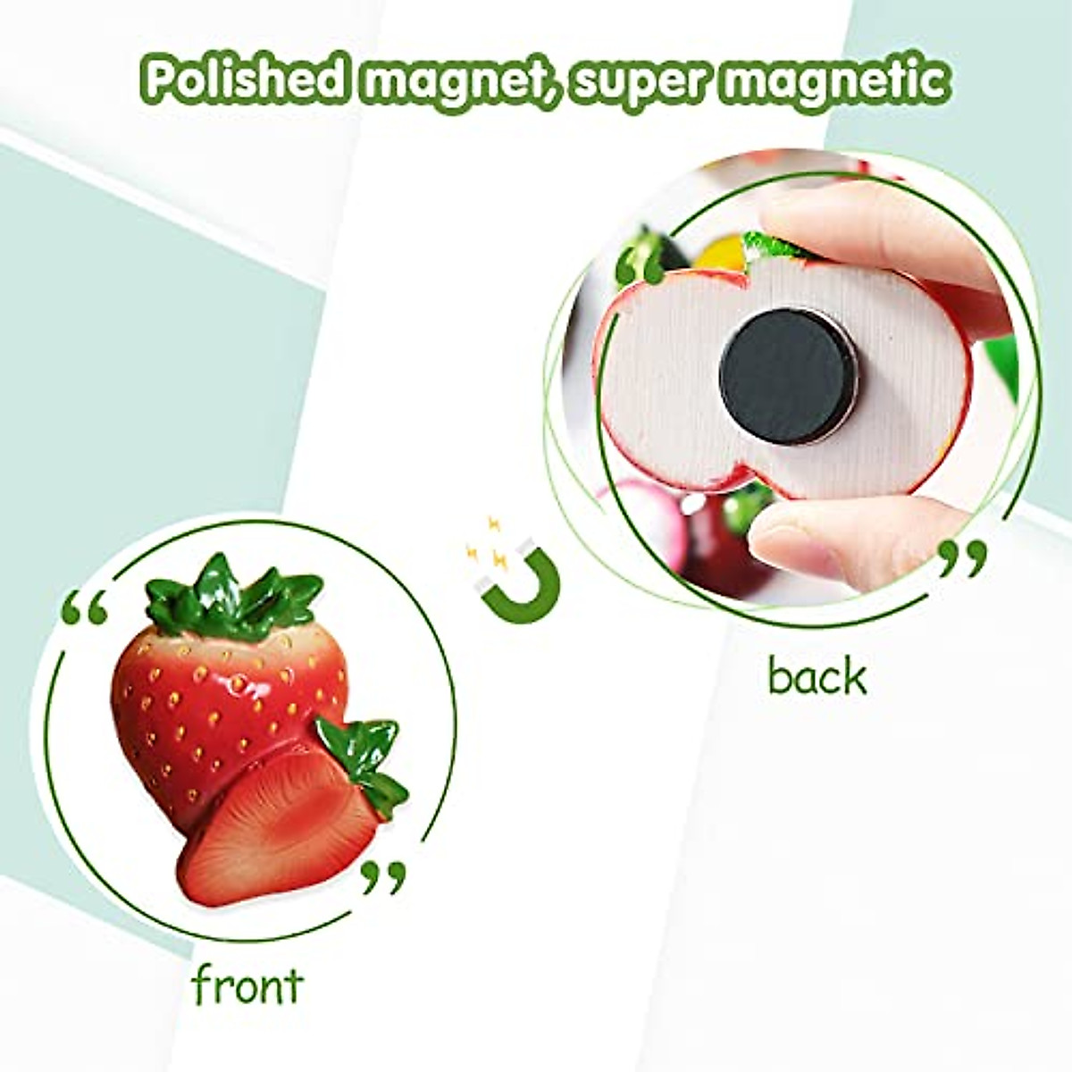 Fruit Vegetable Refrigerator Magnet - 1 Set Resin 3D Fridge for Refrigerator Cute Decor for Home Kitchen Office Whiteboard (Strawberry Refrigerator Magnet)