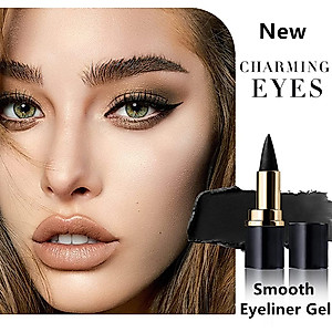 Go Ho Matte Black Gel Eyeliner Stick,Dark Black Eyeliner Gel,Creamy and Smooth Black Gel Eye Liner Makeup for Women,Easy Apply and Remove Eye Black