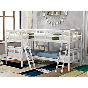 Merax L-Shaped Bunk Bed with Ladder,Twin Size