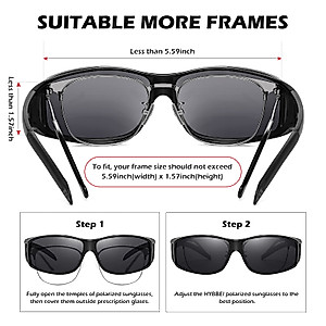HYBBEI Sunglasses Fit Over Glasses, Polarized 100% UV Protection Wrap-around Sunglasses for Men & Women Driving
