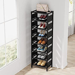 Tribesigns Vertical Shoe Rack, Narrow Shoe Shelf, Slim Shelf for Shoes, Thin Shoe Rack for Small Space, Tall Narrow Shoes Shelf