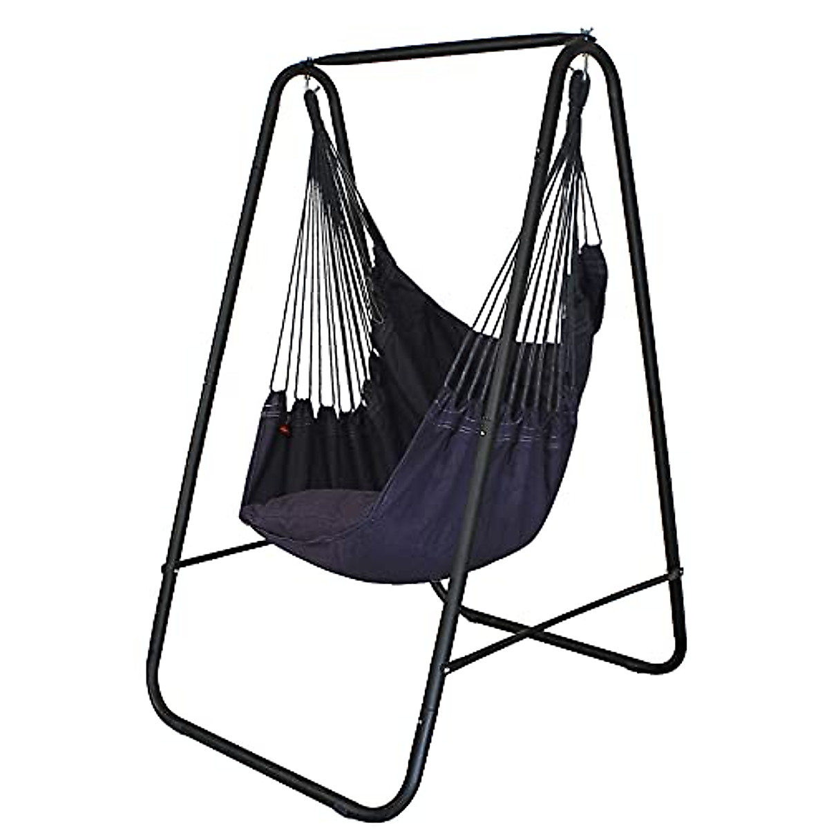 YUCAN Hammock Chair Stand with Hanging Swing Chair Included,Weather Resistant and Saving Space Stand Max 450 Lbs, Quality Cotton Weave Wrap Whole,Suitable for Indoor Outdoor Patio Yard（Grey） Patented