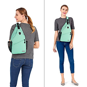 MOSISO Sling Backpack, Multipurpose Crossbody Shoulder Bag Travel Hiking Daypack, Mint Green, Medium