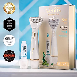 Gillette Venus Radiant Skin Seaweed & Aloe Olay razor moisturizer refills, 4ct, White
