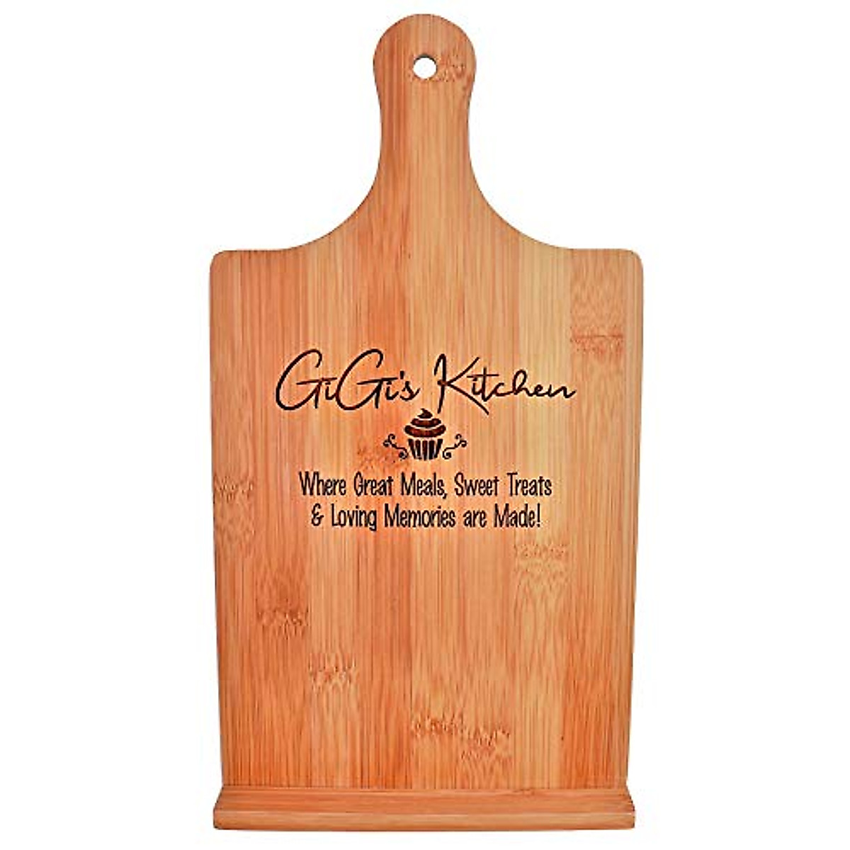 Gigi Gift Cookbook Stand Recipe Holder - Custom Engraved Bamboo Cutting Board Foldable Chef Easel Metal Hinge Kickstand iPad Tablet Compatible Christmas Birthday Mother Day Kitchen Decor (7.25x13.5)