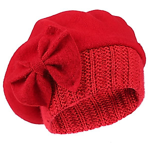 Women's Beret Hat Chic French Beret Beanie Wool Dress Winter Hats Hy022 (Red)