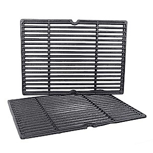 GGC 18 1/4 Inch Grid Grate Replacement for Charbroil, Coleman, Kenmore, Master Forge, Thermos, Uniflame, Master Forge and Others, 2 PCS Porcelain Coated Cast Iron Cooking Grid (18 1/4 x 13 1/8)
