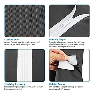 VIPEK Garment Rack Cover for V6, Large Size Dustproof Clothes Cover Oxford Fabric Clothing Rack Covers with Zipper, 75.6" L X 18.5" W X 75.2" H, Black