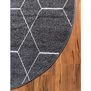 Unique Loom Trellis Frieze Collection Area Rug - Geometric (3' x 5' Oval, Dark Gray/ Ivory)