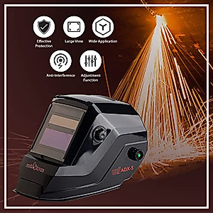 Weldforce Welding Helmet with 3.62-Inch x 1.65-Inch Viewing Area, Features Two Arc Sensors for Variable Shade Auto Darkening, Compatible with TIG, MIG, MMA Welding, Black