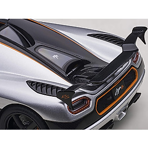Auto Art Models Koenigsegg Agera RS Moon Silver with Carbon and Orange Accents 1/18 Model Car by Autoart 79024