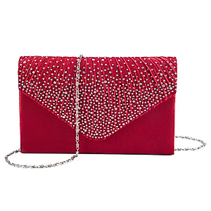 LIFEWISH Envelope Evening Bag Glitter Rhinestone Clutch Purse Wedding Party Shoulder Bag for Women