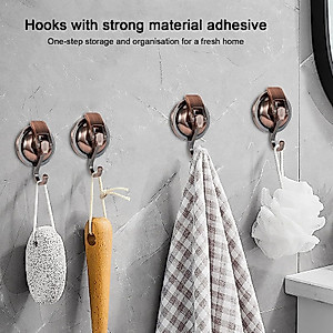 ulafbwur Suction Cup Hook 4pcs Hooks Shower Heavy Duty Vacuum Reusable Punch-Free Window Glass Bronze Coffee