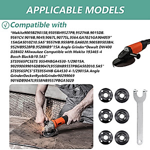 7pcs Angle Grinder Nuts, 1 Angle Grinder Wrench Spanner & 6 Angle Grinder Flange Nuts, 5/8-11 Grinder Angle Metal Lock Nuts Compatible with Dewalt Bosch Milwaukee Ryobi Metabo Grinder Nuts.