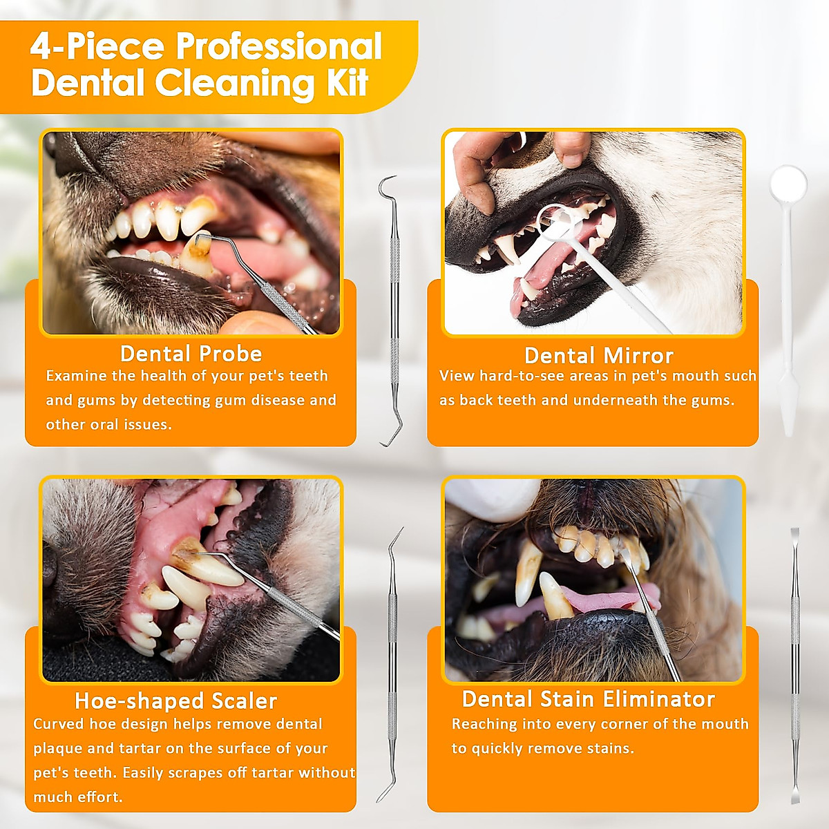 Opdent Plaque Remover for Teeth - Electric Toothbrush for Dogs Pet Brush Set,Electric Five Modes + 4 Cleaning Head, Effective Care of Teeth, pet Must Have, Help Dog Oral Health. (Black, Large)