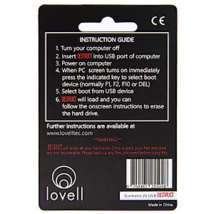 DESTRUCT USB Gadget - Military Grade Hard Drive Wiper - Permanently Erase All Data on PC and Laptops Before Selling