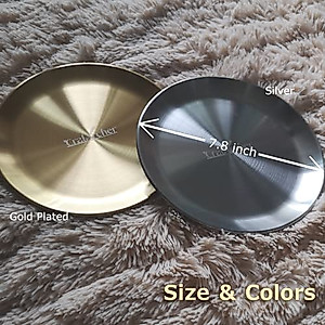 CrafArcher Round Tray Decorative Tray Storage Organizer Stainless Steel 7.9 inches, 2 Packs (Gold Plated)