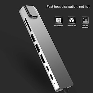 USB C Hub, 8-in-1 Type-C HUB Multiple Adapter USB C to 4K HDMI USB 3.0 Ports Power Delivery w/ 87W USB-C PD, 2 USB 3.0, SD/TF Card Reader for MacBook, Laptop