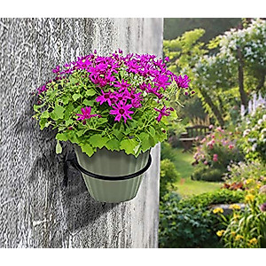 TQVAI 6 inch Flower Pot Holder, Wall Planter Ring Hanger, Wall Mounted Pot Hook Bracket, 3 Pack, Black