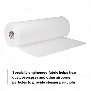 3M Dirt Trap Protection Material 36852, White Color, Nonwoven, Overspray Protection, Traps Dust And Debris, Clean, 28 in x 300 ft