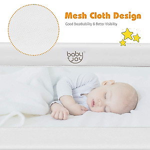 BABY JOY Bed Rails for Toddlers, Swing Down Safety Bed Guard for Convertible Crib, Folding Baby Bedrail for Kids Twin, Double, Full Size Queen & King Mattress (48-Inch, White)